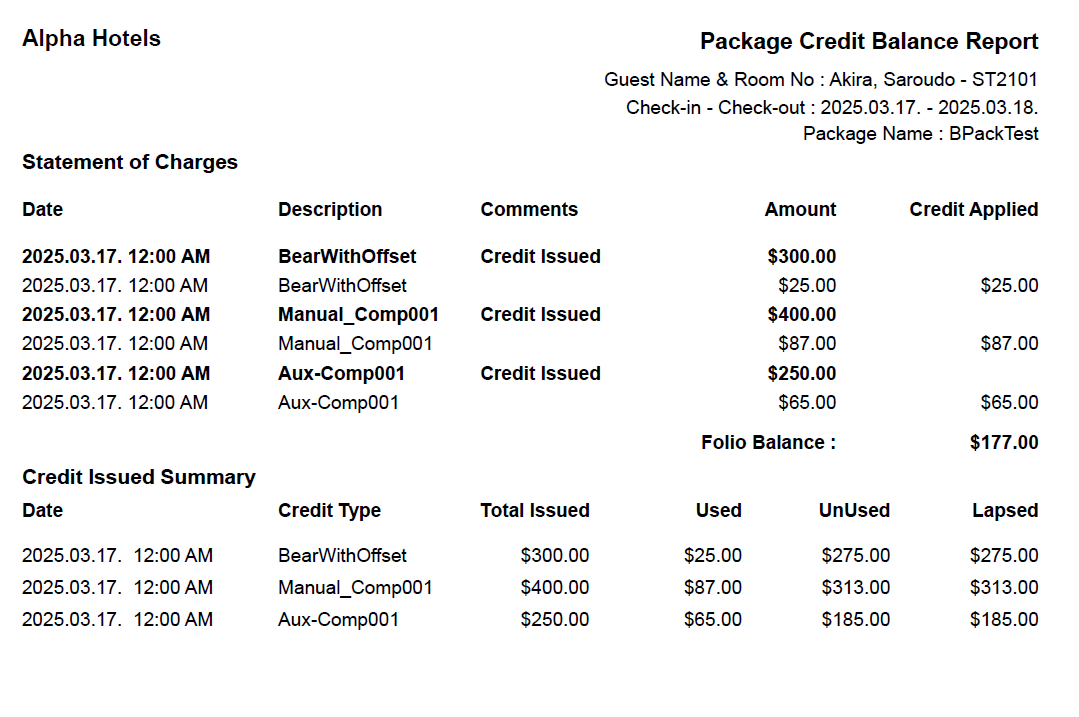New Report for Viewing Package Credit Balance