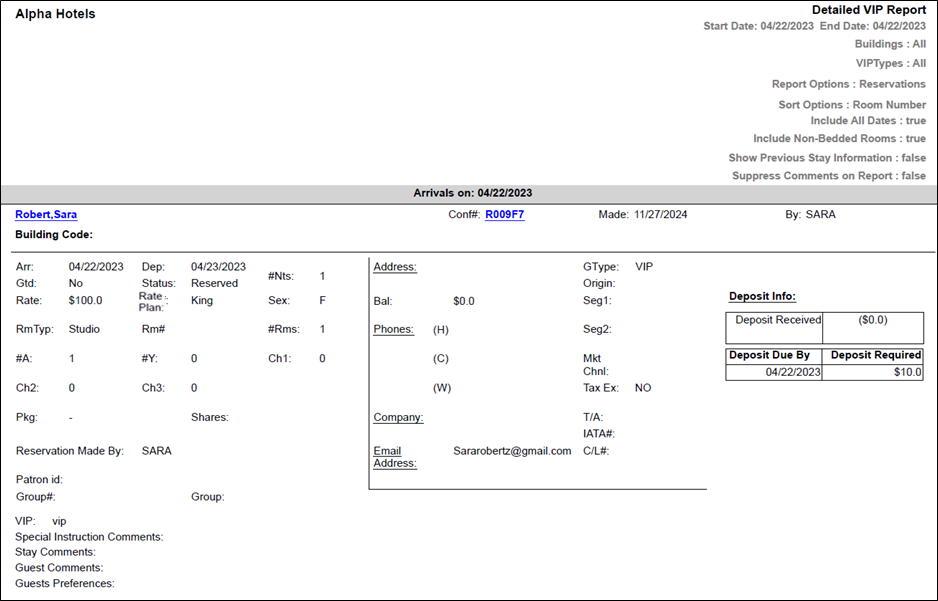 VIP Reports Summary And Detail