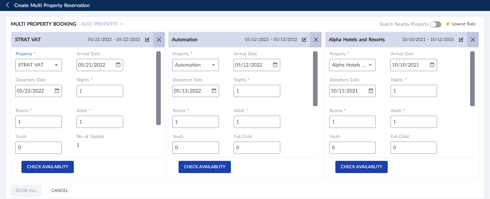 Creating Multi Property Reservations