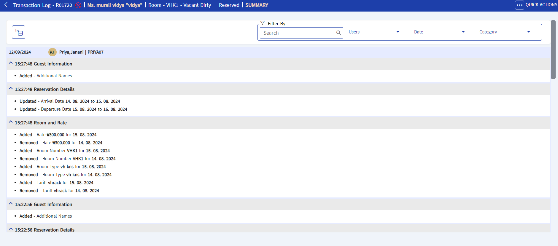 Viewing Transaction Logs